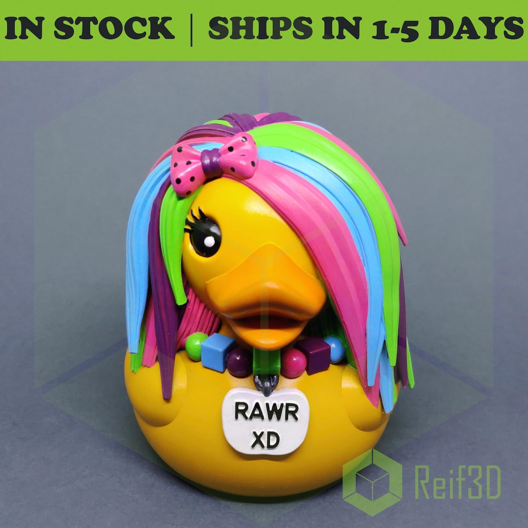 Hand-painted Emo Duck Figurine: Pastel Goth Decor - Etsy