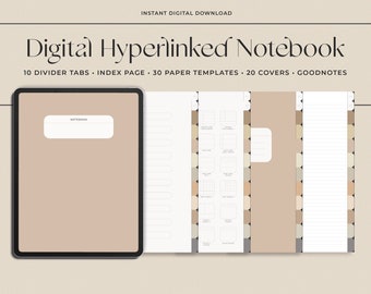 12 Tab Hyperlinked Digital Notebook Dot, Grid, Blank, Lined, Cornell ...