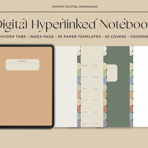 Digital Notebook for Goodnotes and Notability 12 Hyperlinked | Etsy