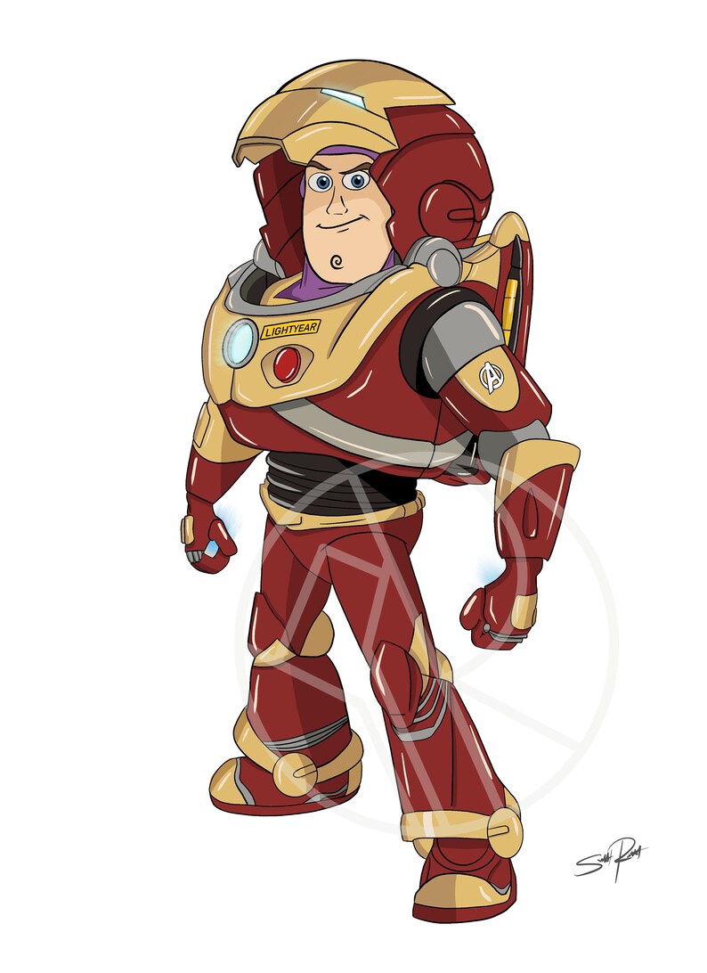 Toy Story and Avengers Digital Art - Buzz Lightyear as Iron Man - Etsy