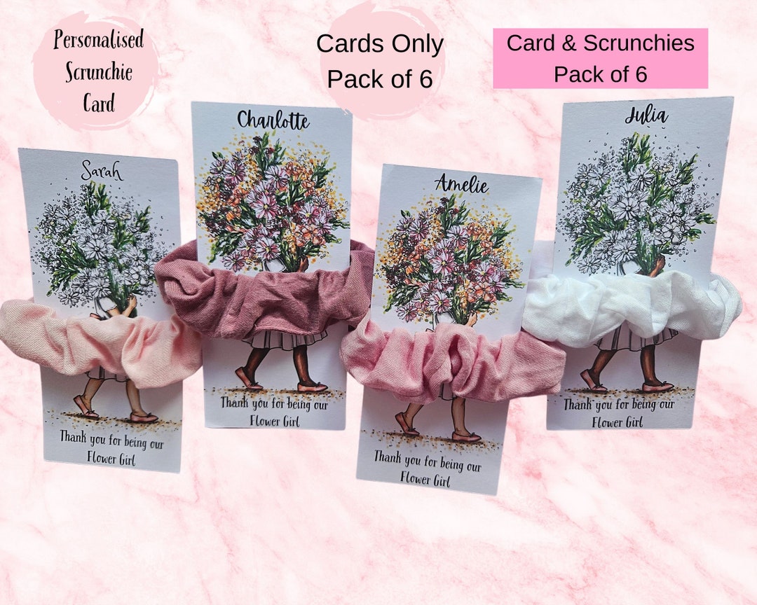 Personalised Flower Girl Thank You Scrunchie Card, Pack of 4 Thank You ...