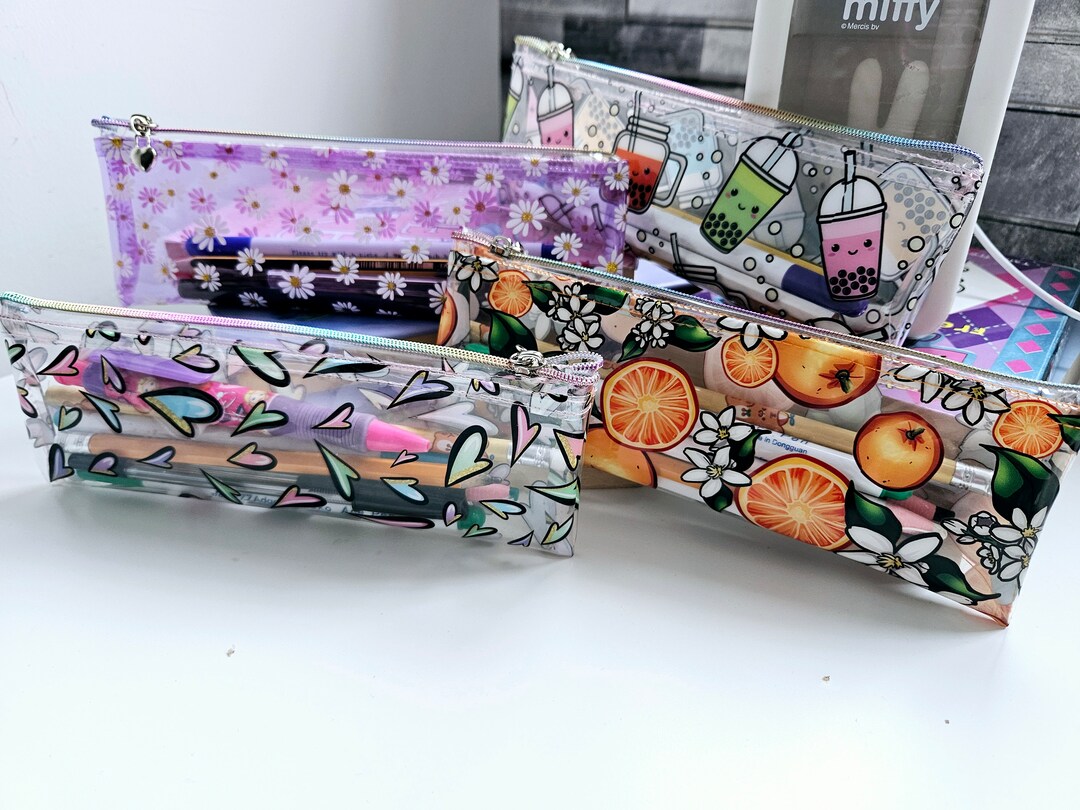 Mini Transparent Pencil Case, Wipe Clean Makeup Pouches, Clear Pencil ...