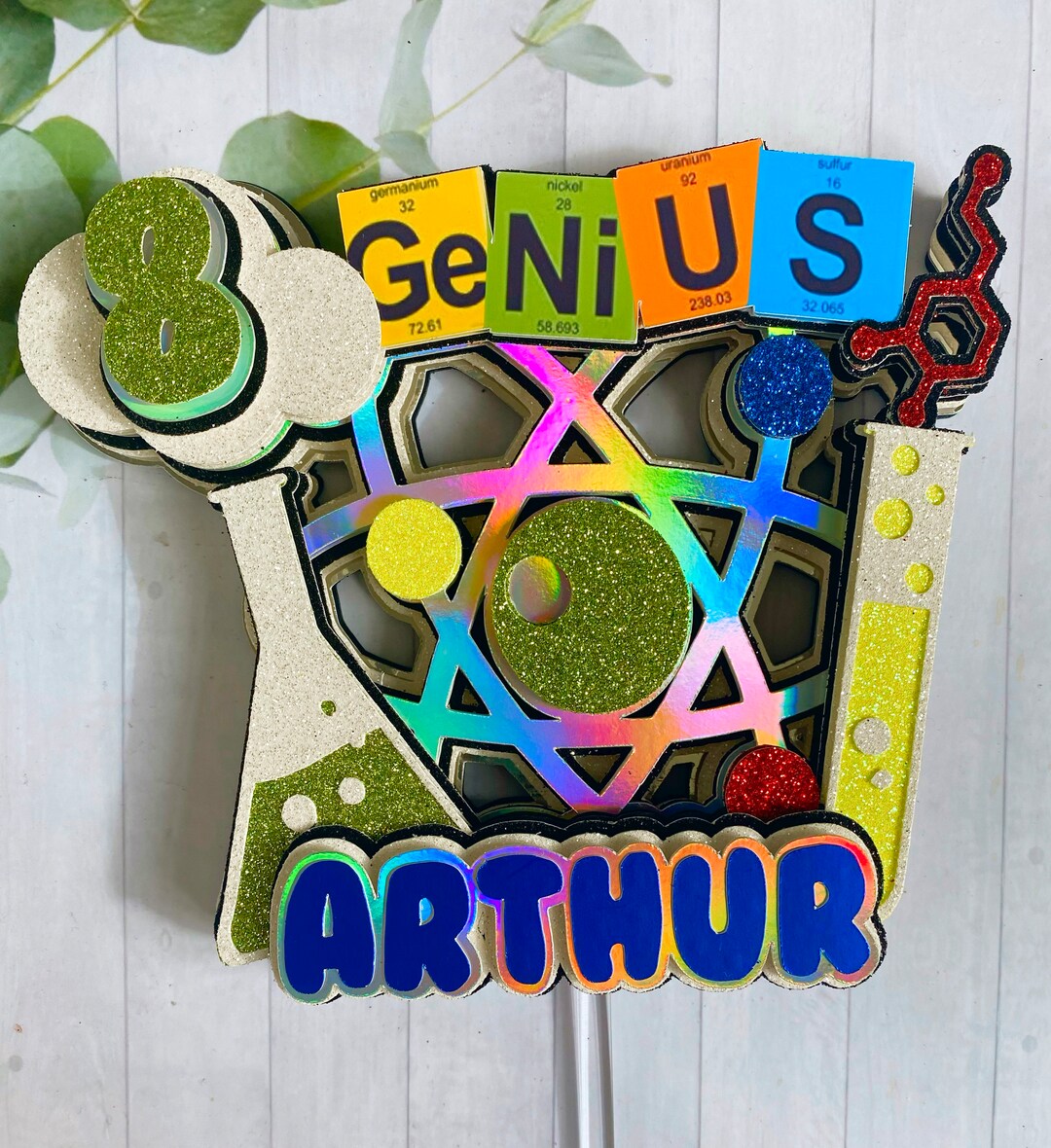 Science Themed Cake Topper- Mad Science- Scientist 3D Personalised Cake ...