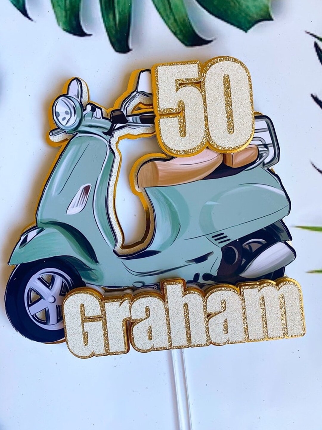 Vespa Scooter Cake Topper- Personalised Cake Topper L- 3D Motorbike ...