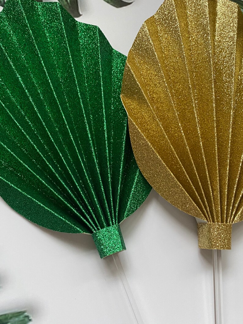 Emerald Green and Gold Glitter Cake Spear / Cake Fan Topper | Etsy