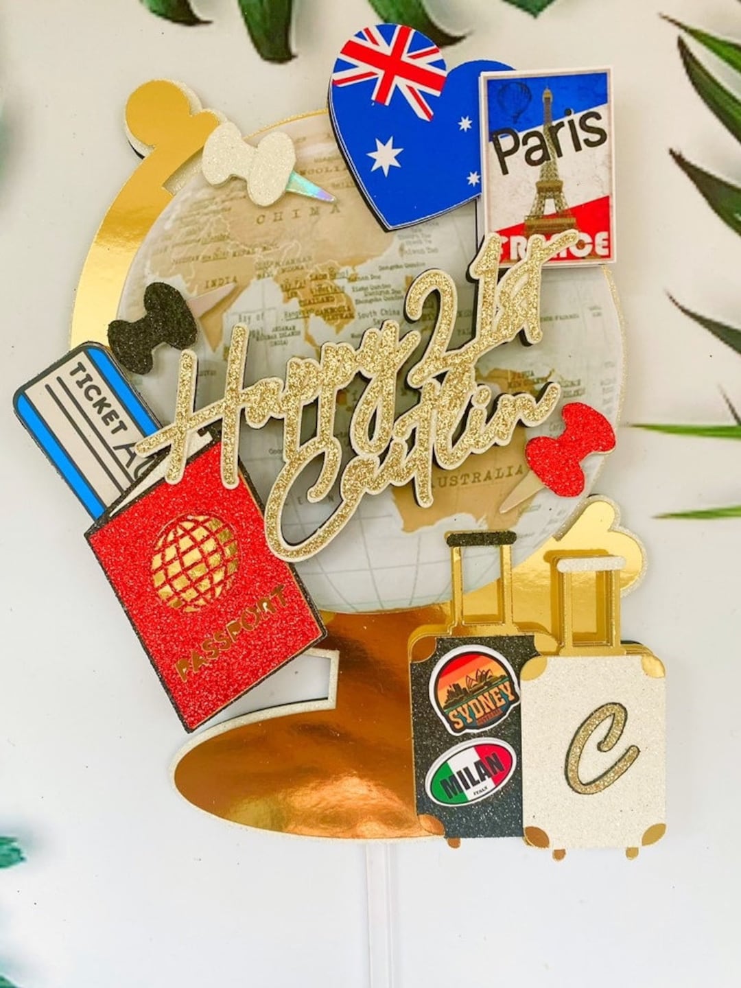 World Globe Cake Topper 3D Personalised Cake Topper Travelling Theme ...