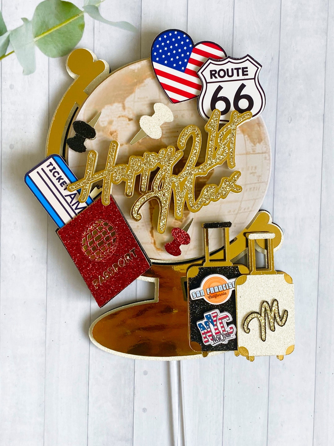 World Globe American Theme Cake Topper Backpacking Travel Holiday Cake ...