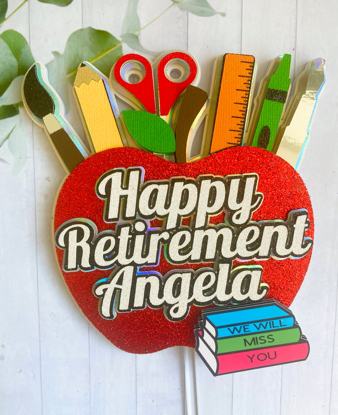 Teacher Cake Topper Apple Cake Topper Teachers Retirement Cake Topper ...