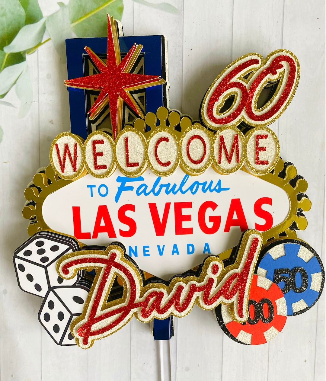 Personalised Las Vegas Poker Themed Cake Topper Casino Cake Topper Las ...