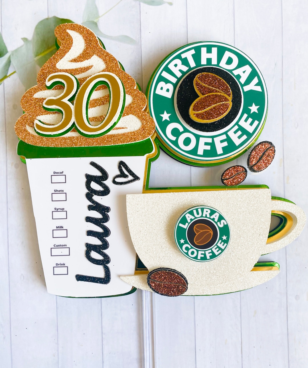 3D Coffee Lover Addict Cake Topper | Pumpkin Spice Cake Topper | Iced ...