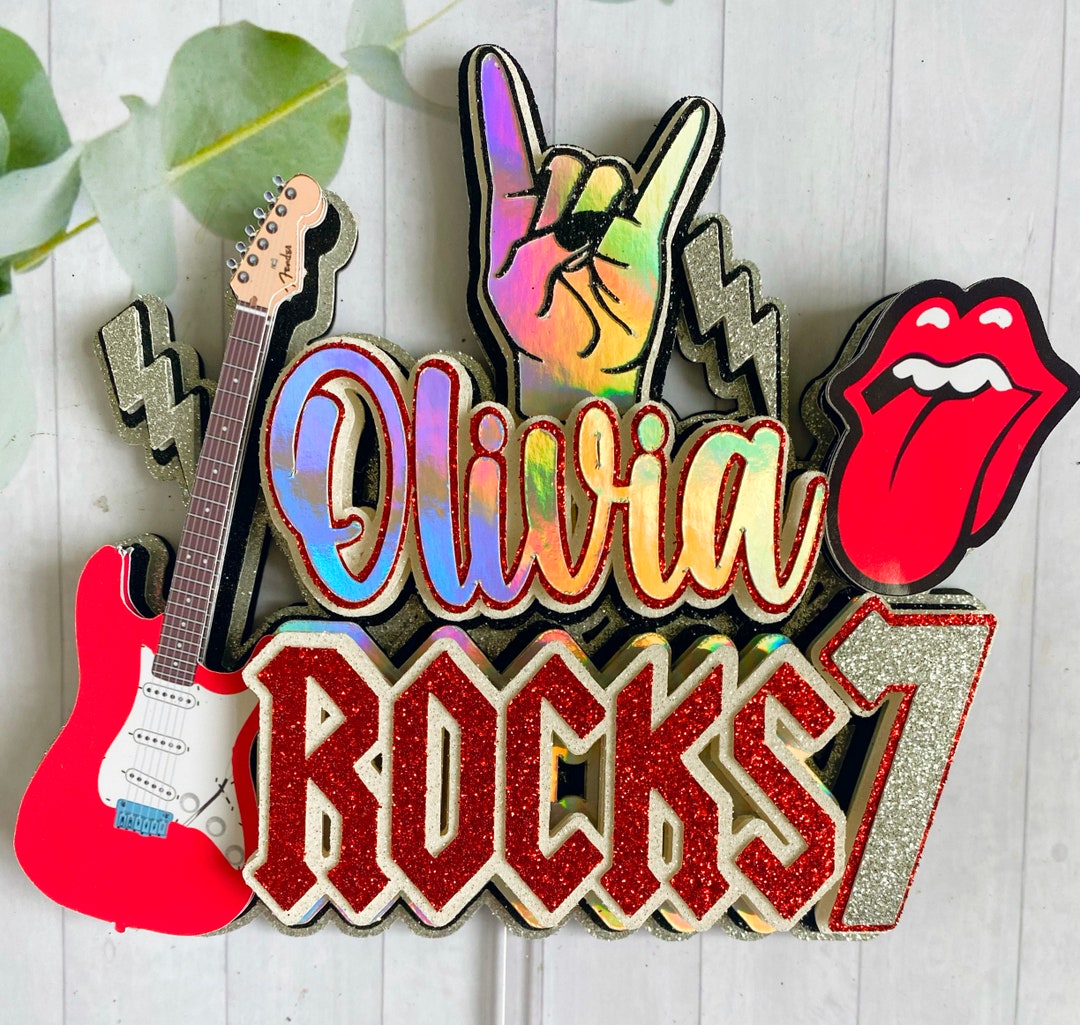 Rock Cake Topper Music Guitar Cake Topper Rock N Roll Cake Topper ...