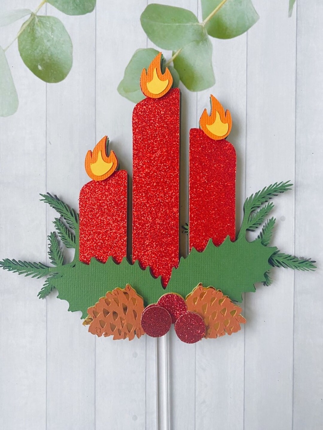 Christmas Candle Cake Topper family Christmas Cake Christmas Dinner - Etsy