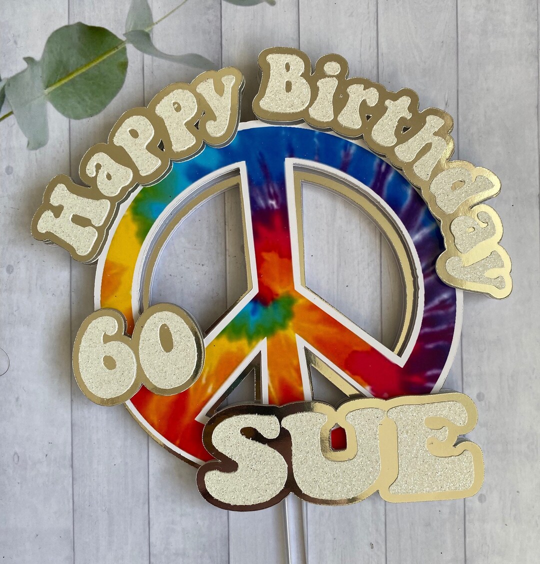 3D Hippie Hippy 70s Cake Topper- Peace and Love Theme Topper- Dancing ...