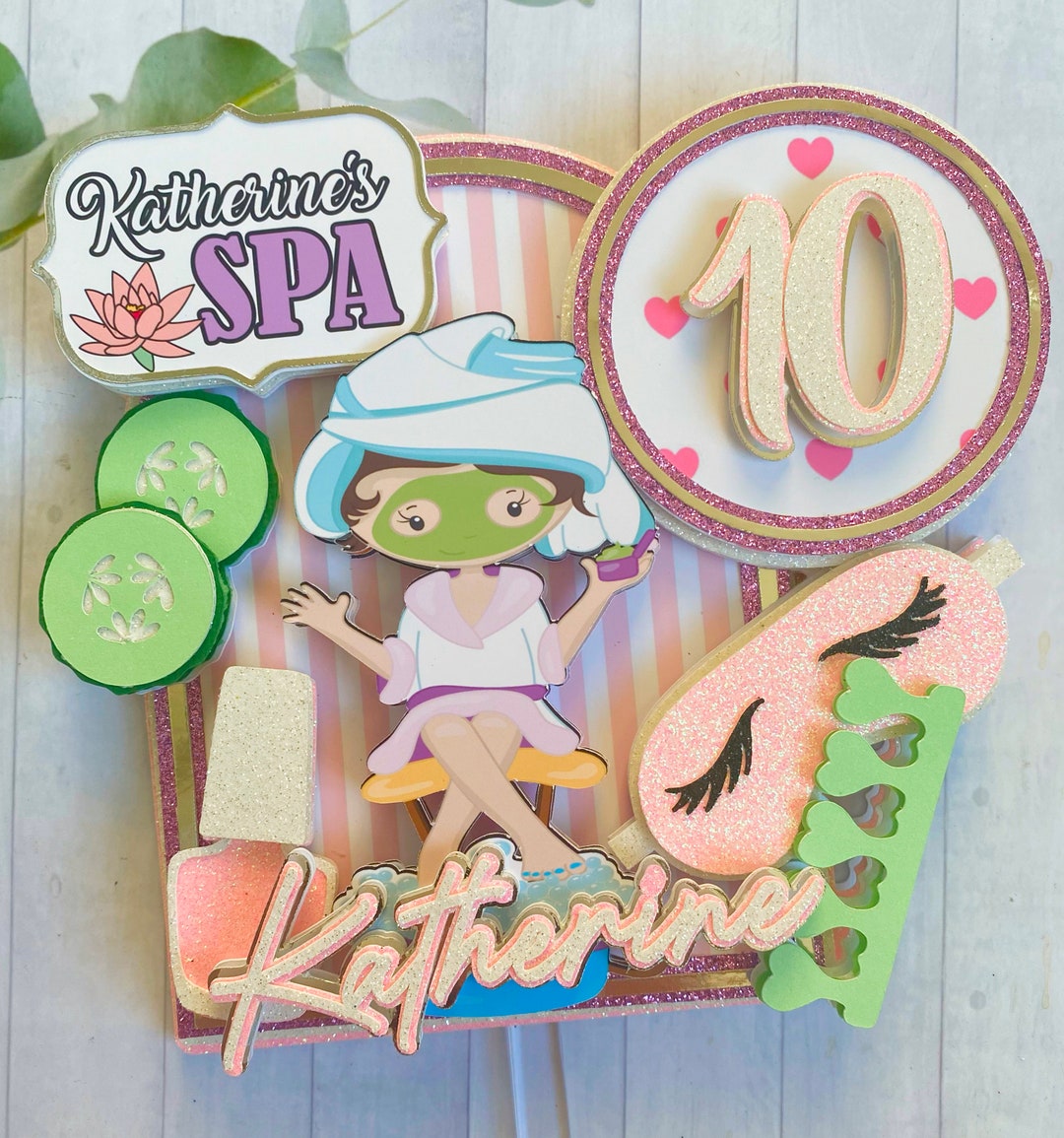 3D Spa Pamper Cake Topper Pamper Party Girl Cake Topper Fashion Cake ...
