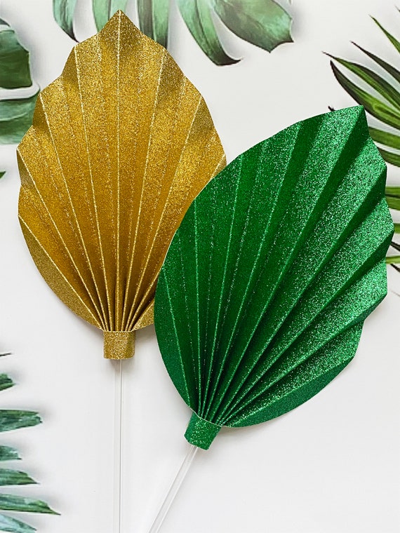 Emerald Green and Gold Glitter Cake Spear / Cake Fan Topper | Etsy