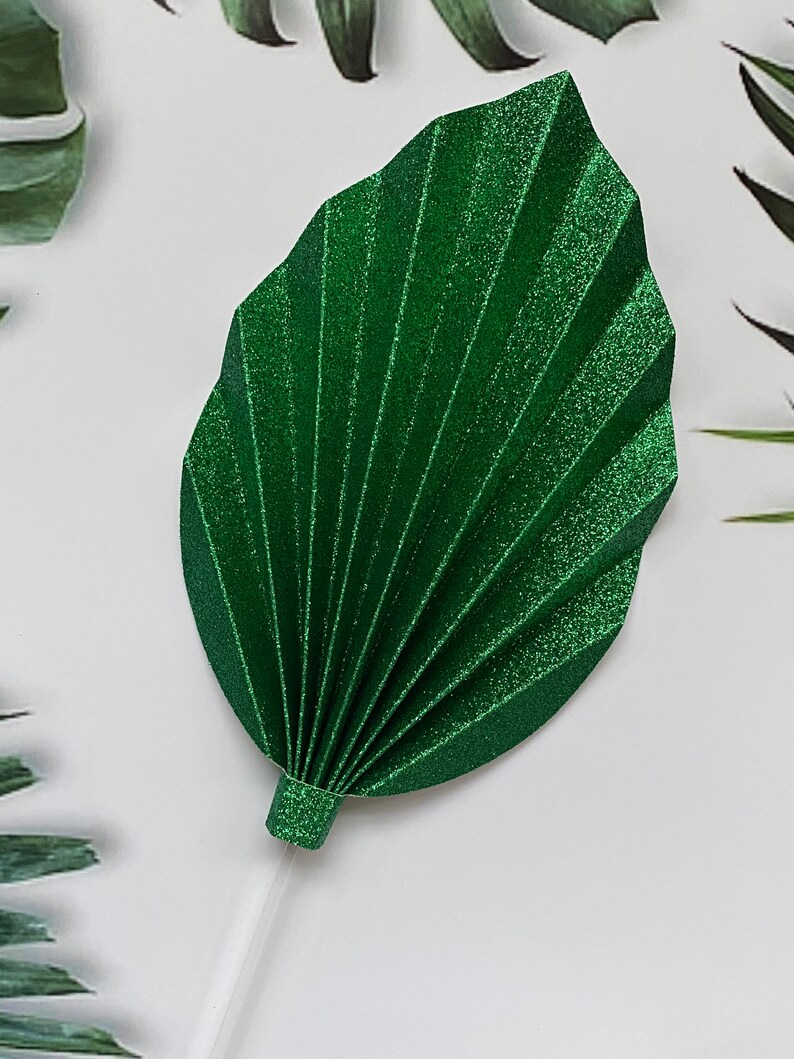 Emerald Green and Gold Glitter Cake Spear / Cake Fan Topper | Etsy