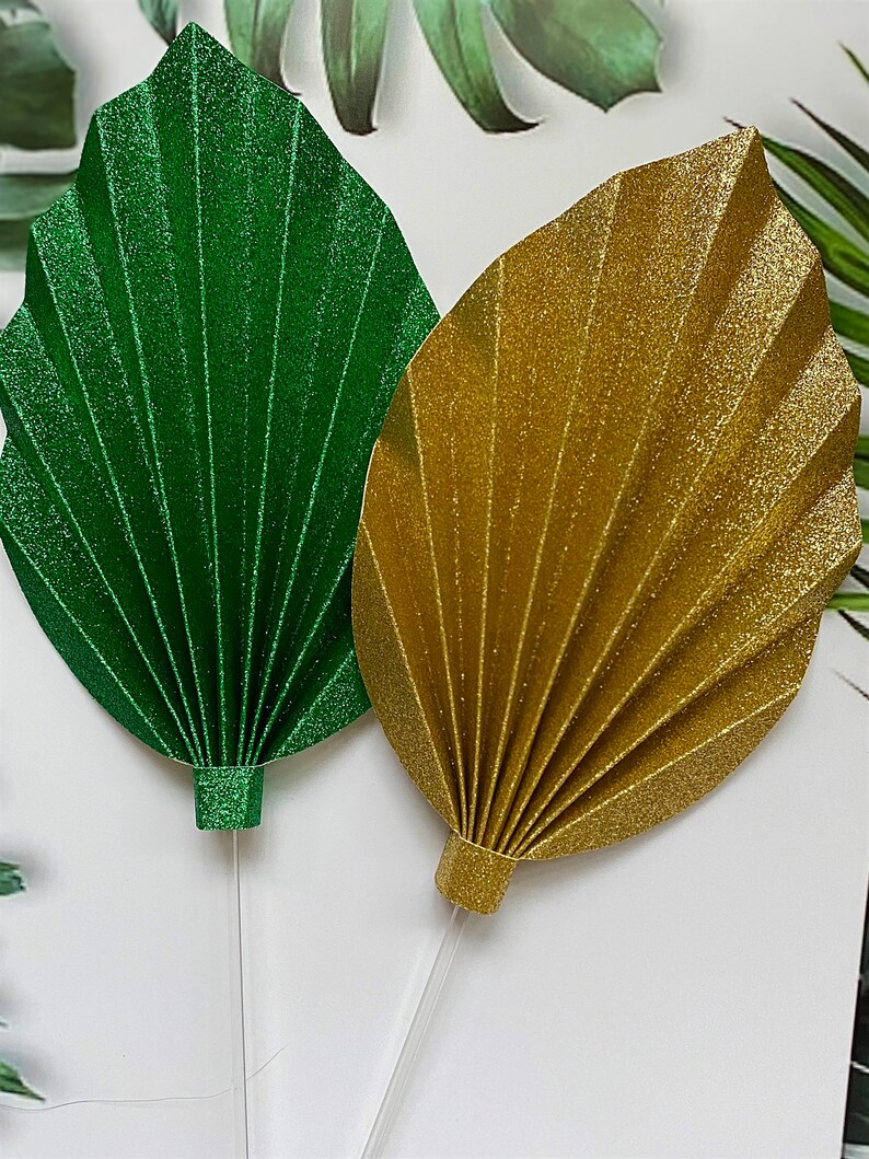 Emerald Green and Gold Glitter Cake Spear / Cake Fan Topper | Etsy