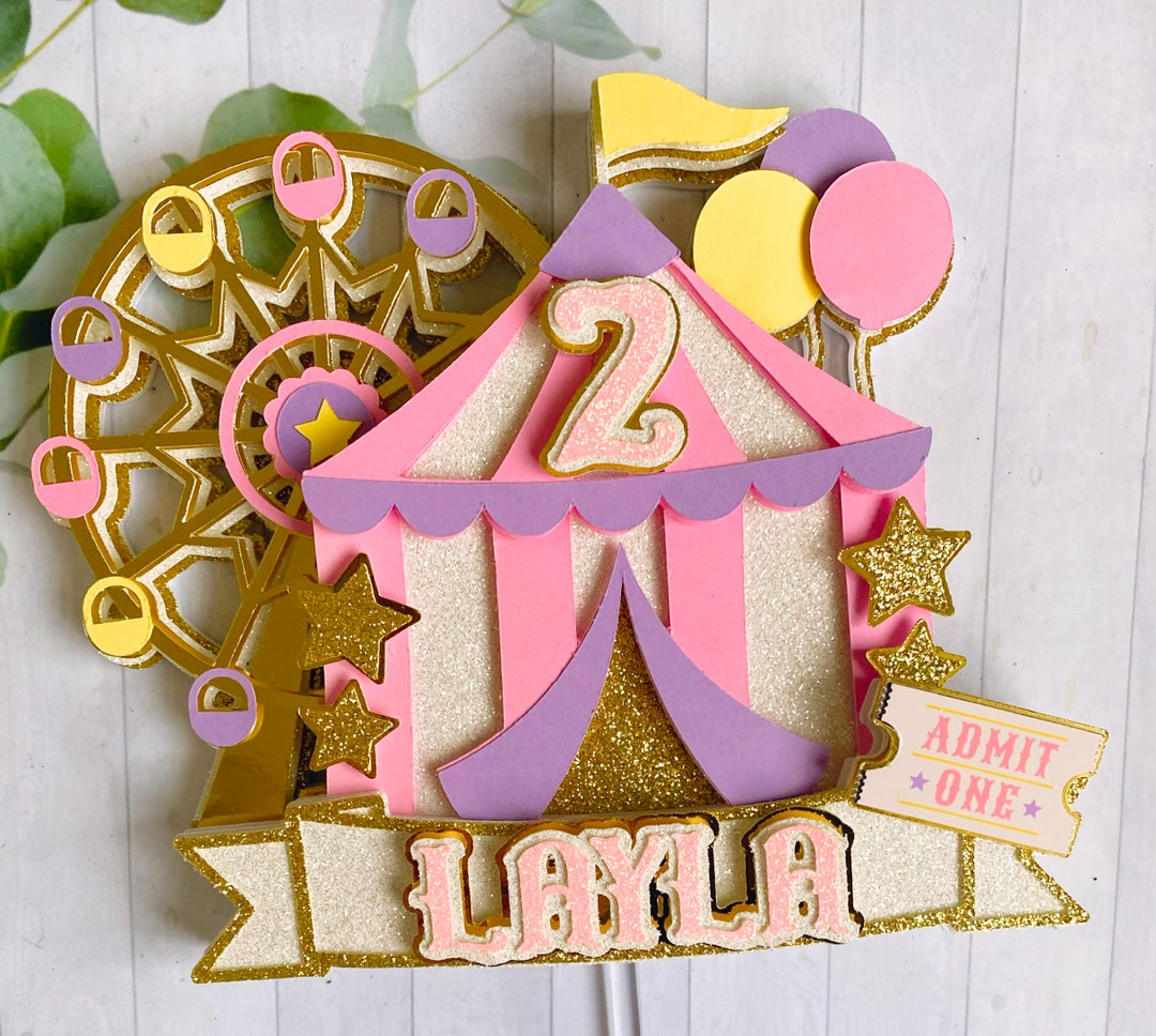 Circus Tent Pink Cake Topper Fairground Cake Topper Carnival Cake ...