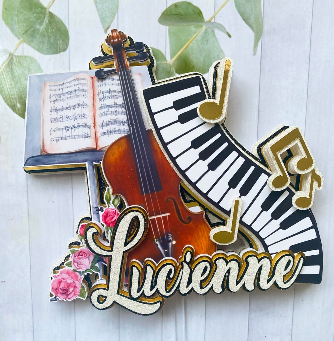 3D Violin Music Themed Cake Topper Retro Vinyl Record Topper Birthdays ...