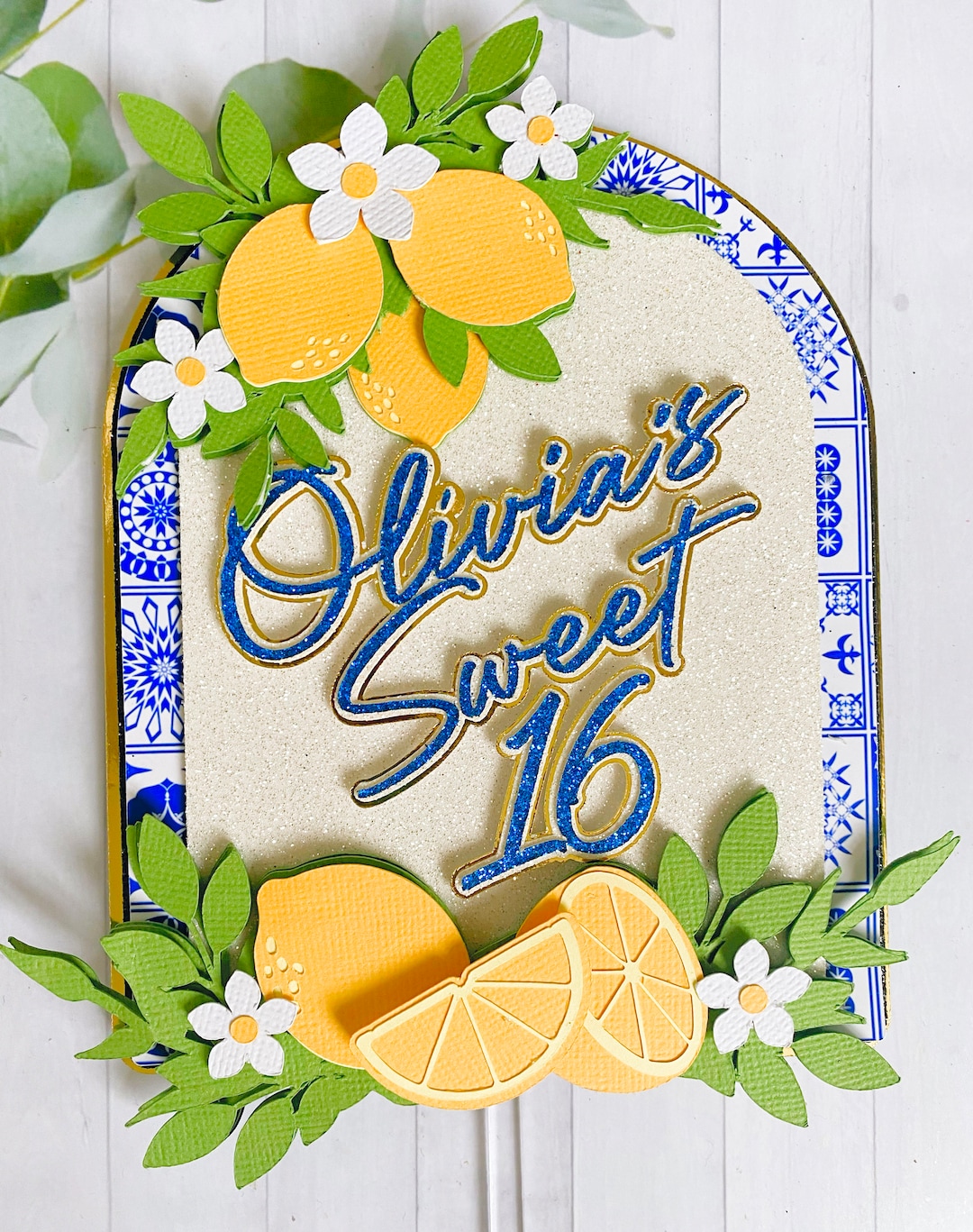 Personalised Lemon Themed Cake Topper | Mediterranean Cake Topper ...