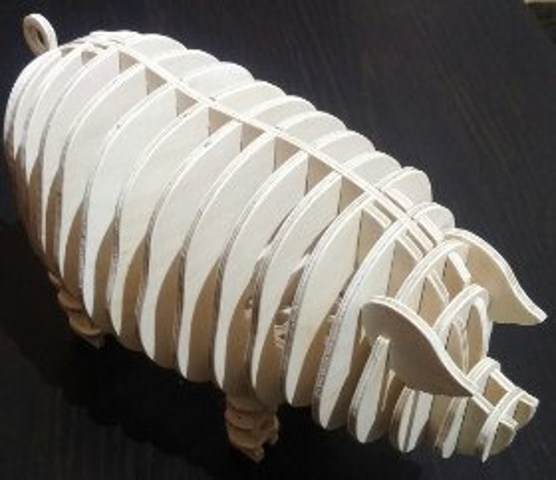 Pig wooden pig 3d model. Laser cut files SVG DXF CDR vector | Etsy