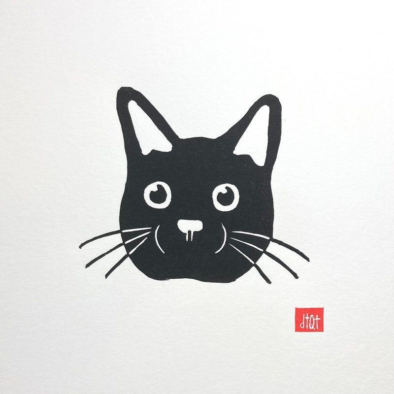 Cat Block Print - Etsy