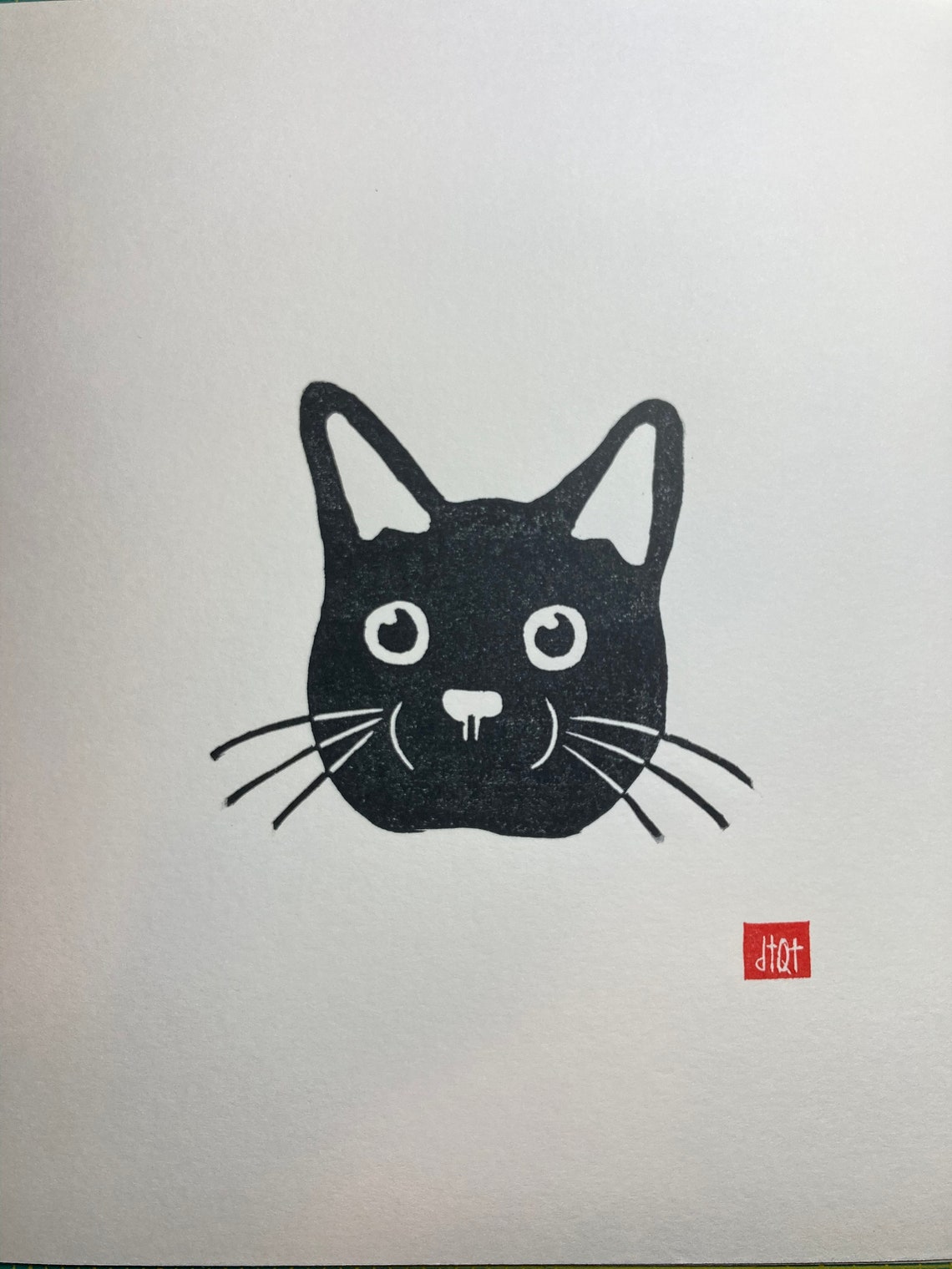 Black Cat, Linocut Block Print, Art Wall Decor, 8"x10" - Etsy