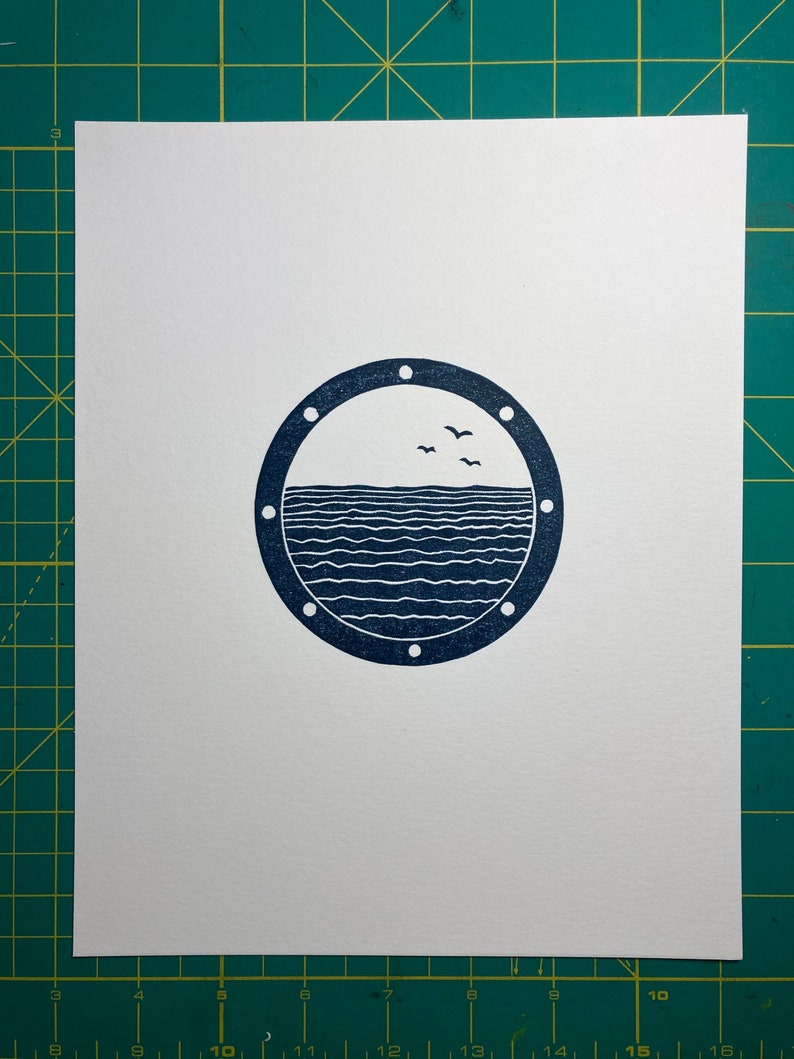 Sea View, Linocut Block Print, Art Wall Decor, 8"x10" - Etsy