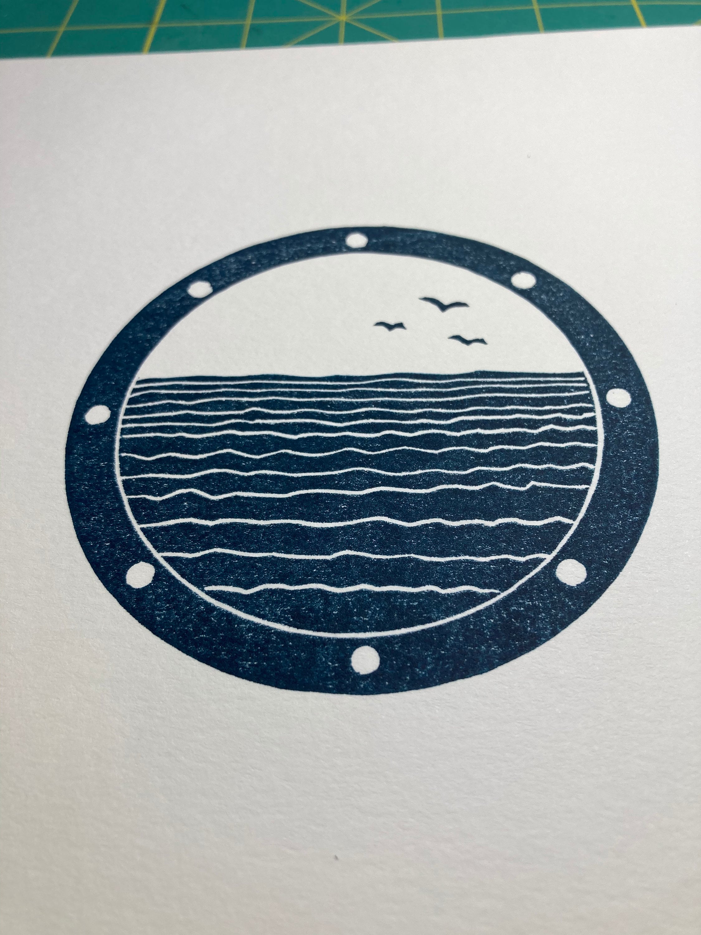 Sea View Linocut Block Print Art Wall Decor - Etsy