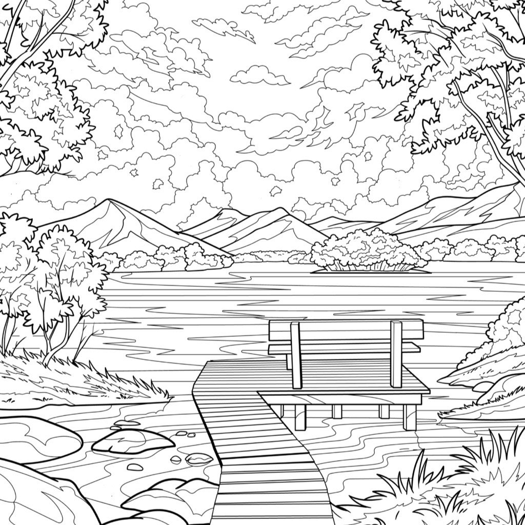 Coloring Page Mandala Nature Coloring Page for Adults Coloring Page for ...