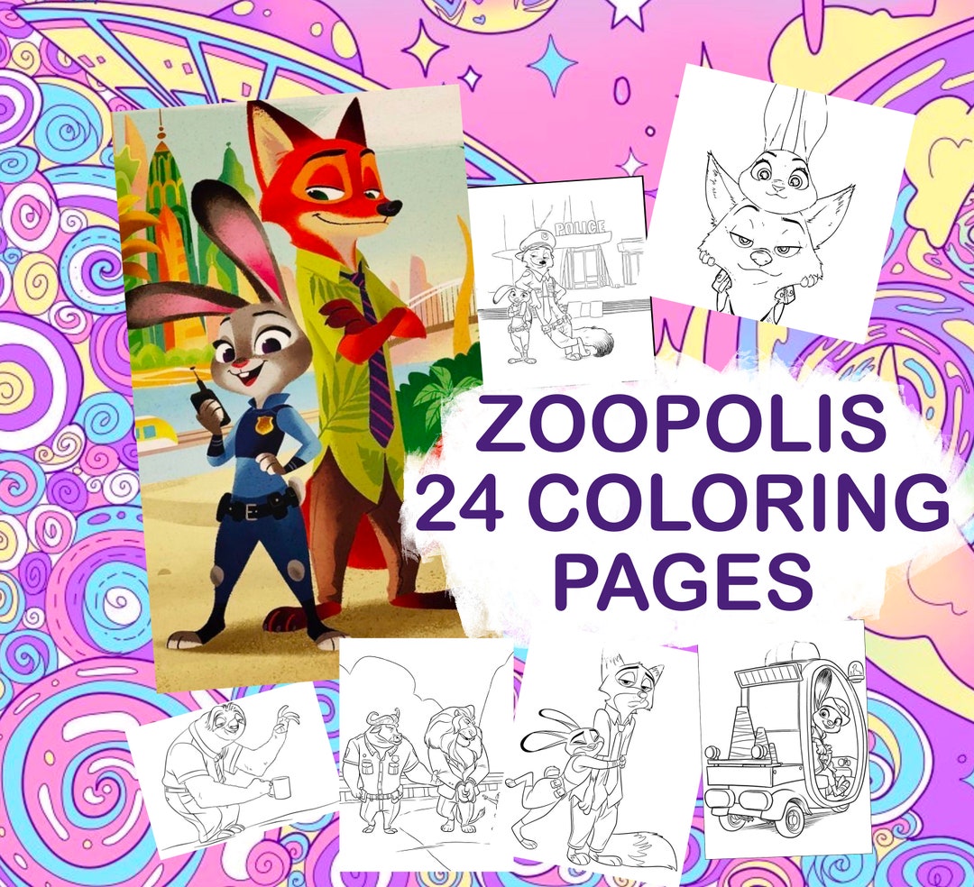 Zoopolis Coloring Page/ 24 Zoopolis Cartoon Coloring Pages/ Children's ...