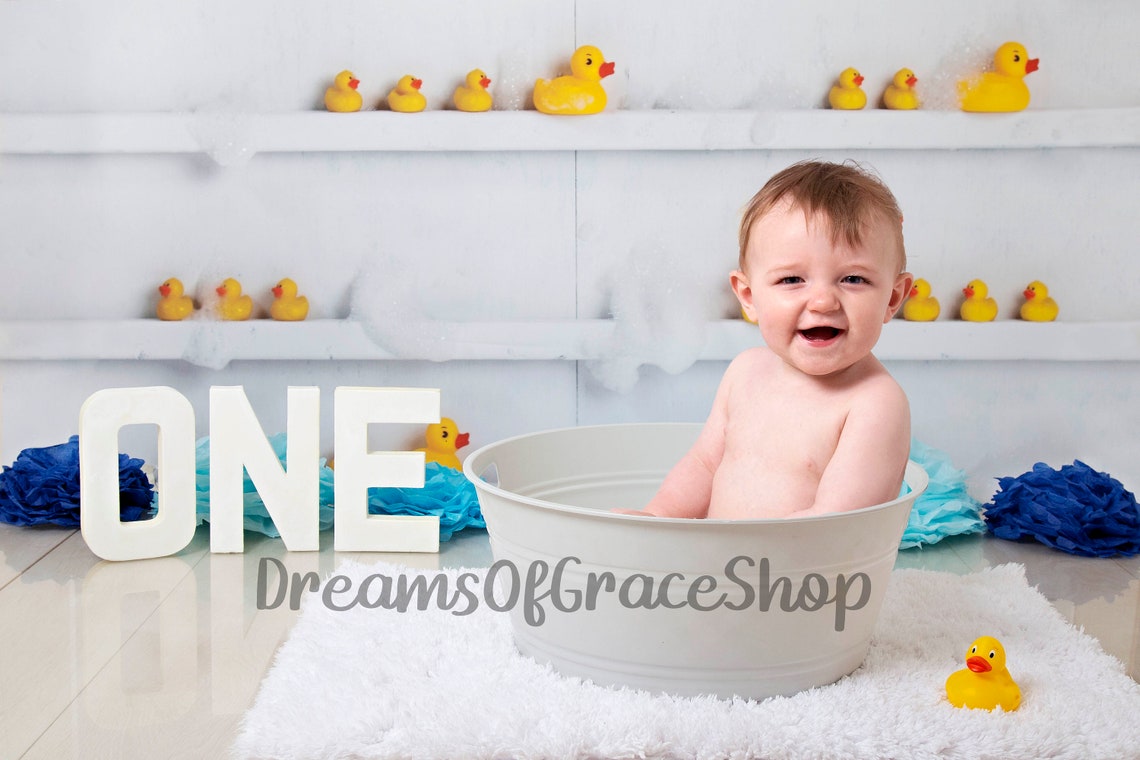 First Birthdays Splash Bath Tub Photography Digital Backdrop Background ...