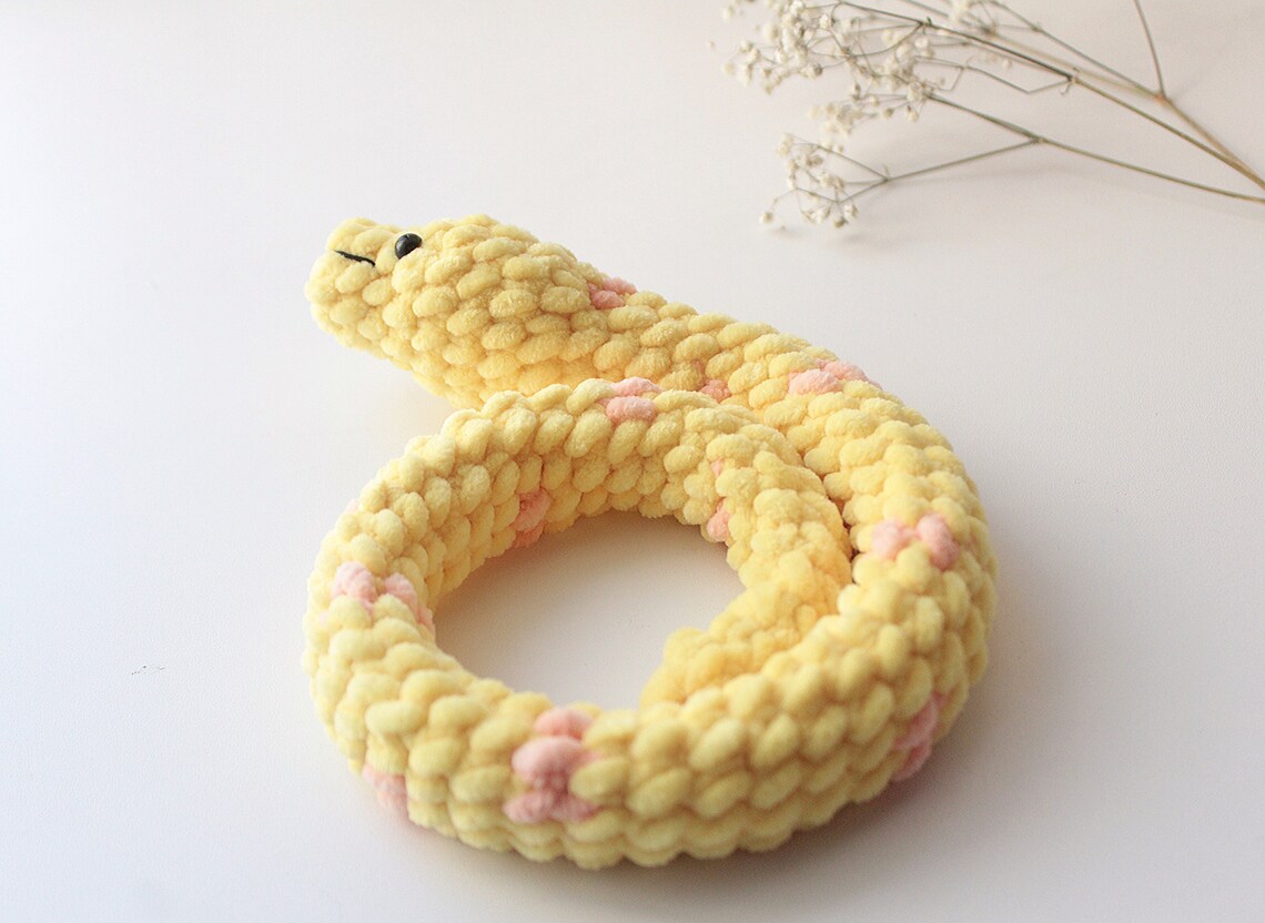 Plush cute knitted snake funny stuffed toy | Etsy