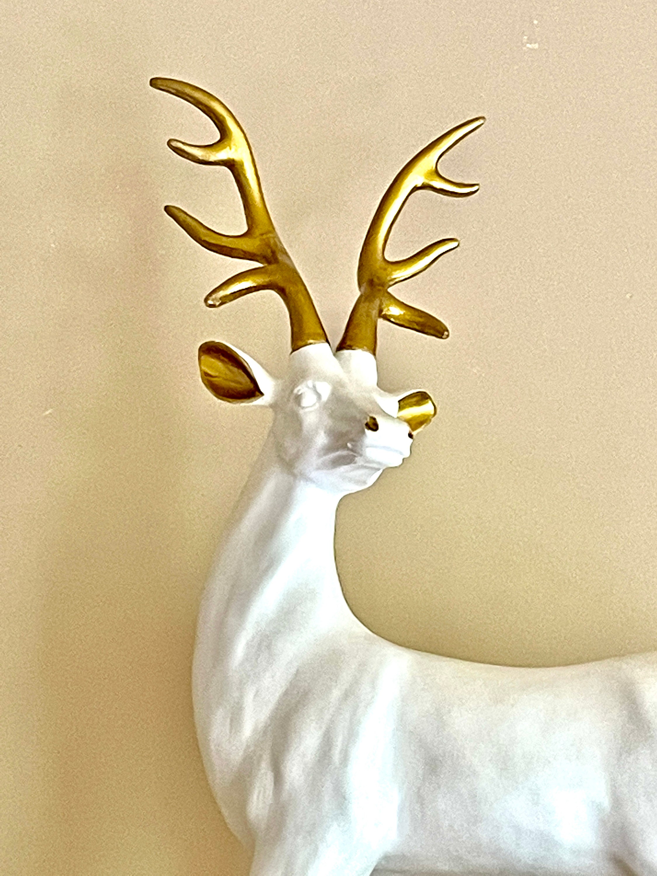 Hand Painted White & Gold Decorative Deer Statue - Etsy