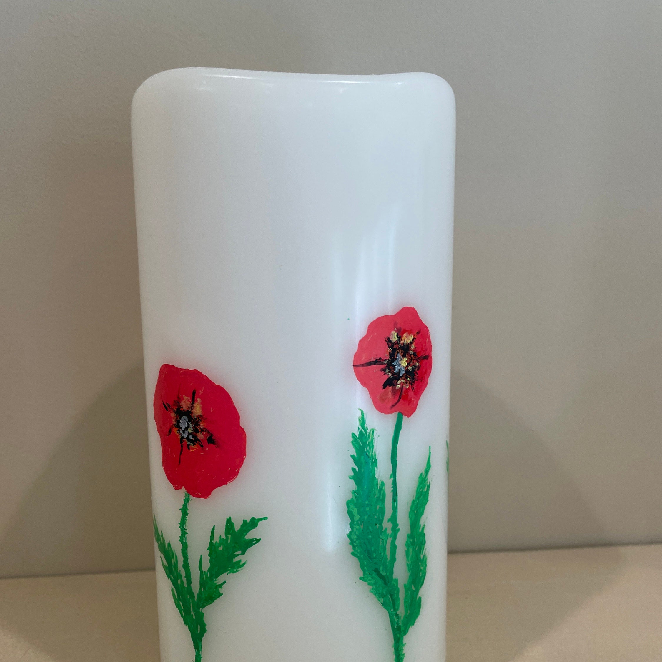 Poppy Flowers All Around Hand-painted Flameless Candle in 3 Sizes - Etsy
