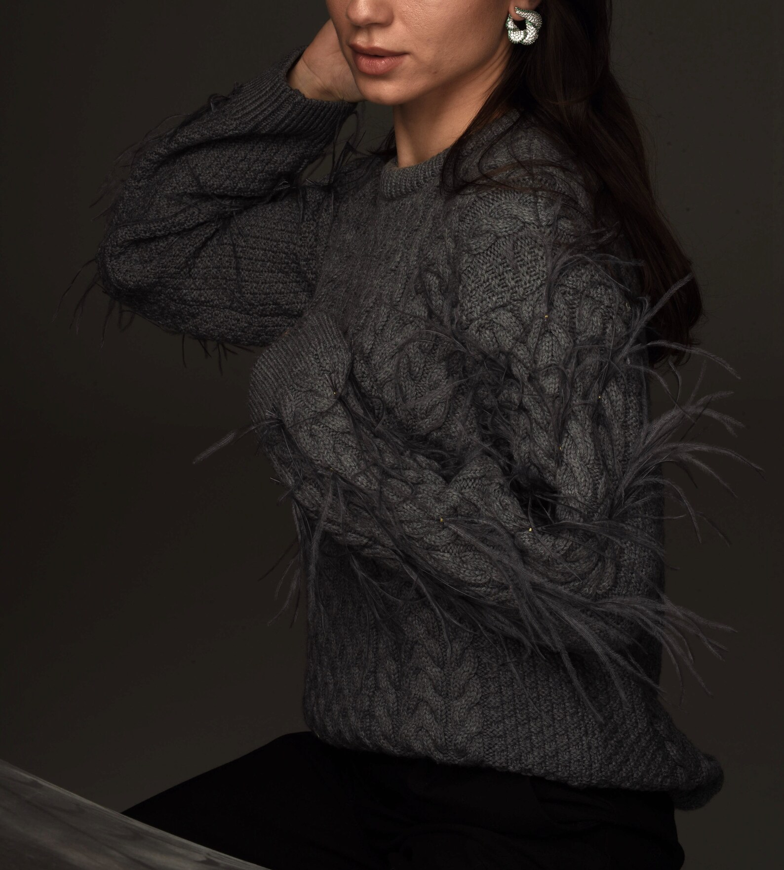 Hand Knitted Aran Style Cable Sweater for Ladies - Women Oversize Soft ...