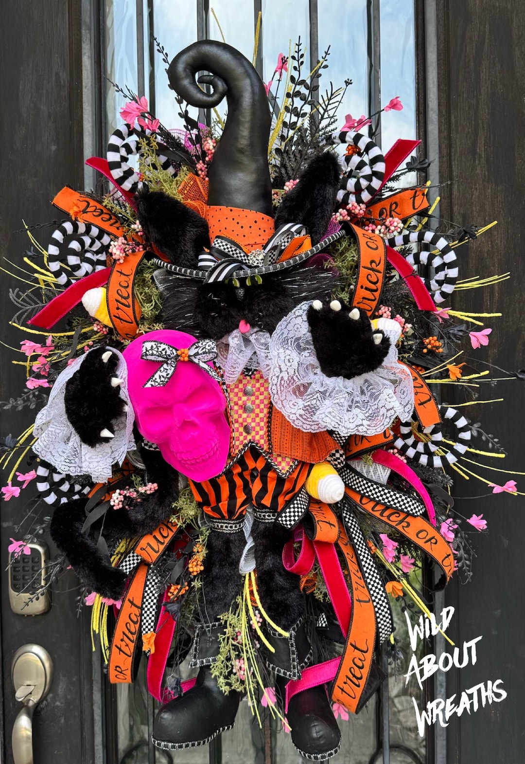 Xl Black Cat Halloween Wreath - Etsy