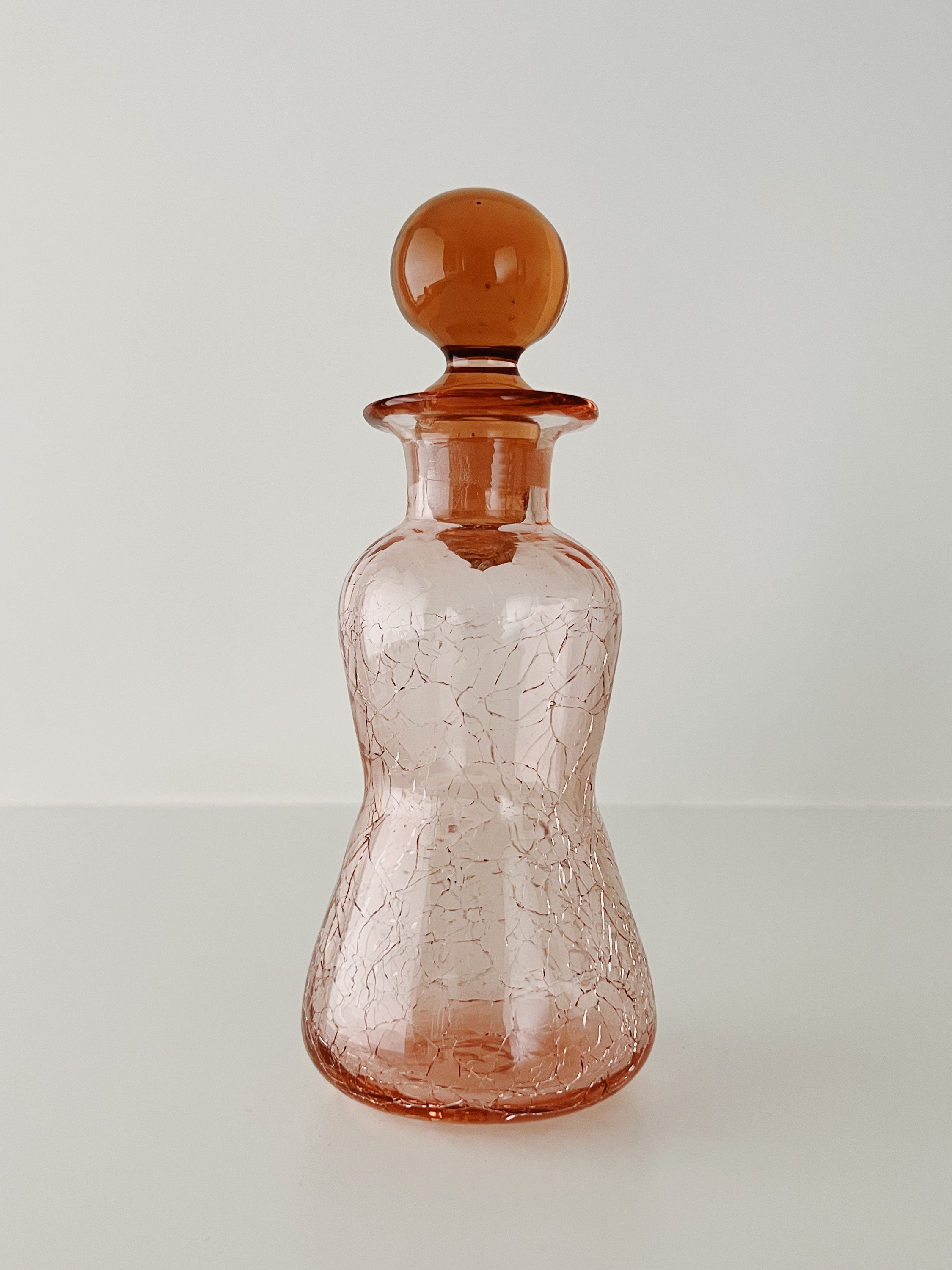Vintage Crackle Pink Glass Decanter, Vintage 1960s Decanter With Lid ...