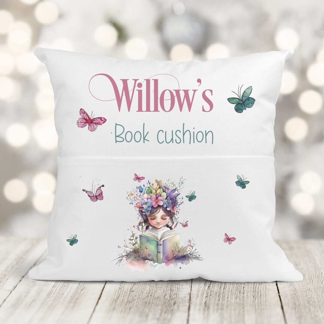 Personalised Girls Book Cushion Girl's Pocket Cushion - Etsy UK