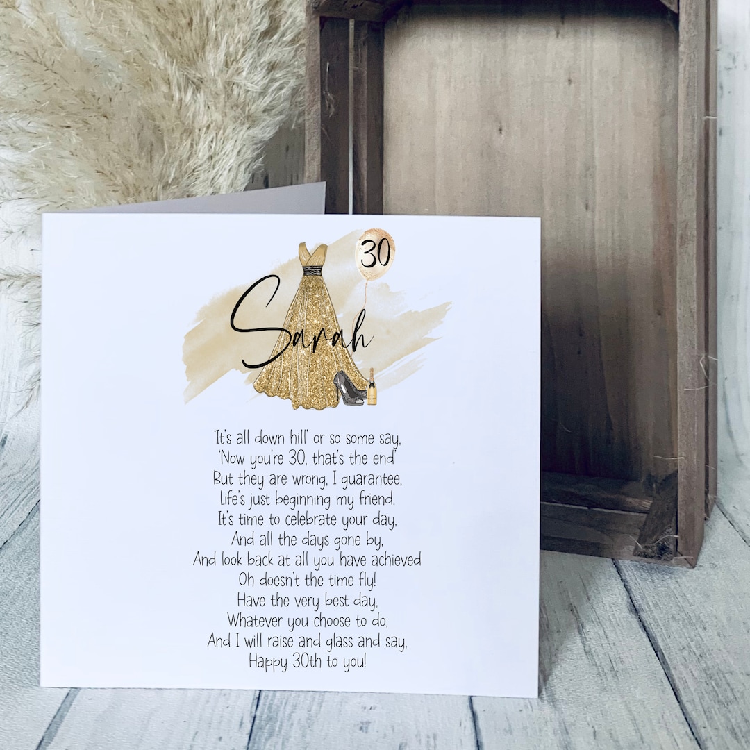 Personalised Female 30th Birthday Card Daughter 30th Birthday Card 30th ...