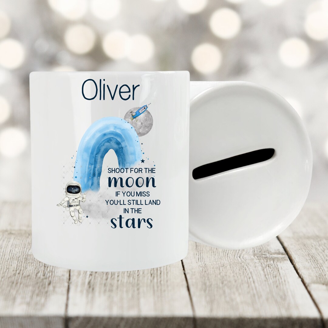 Personalised Astronaut Money Box, Space Money Box, Toy Saving Jar ...