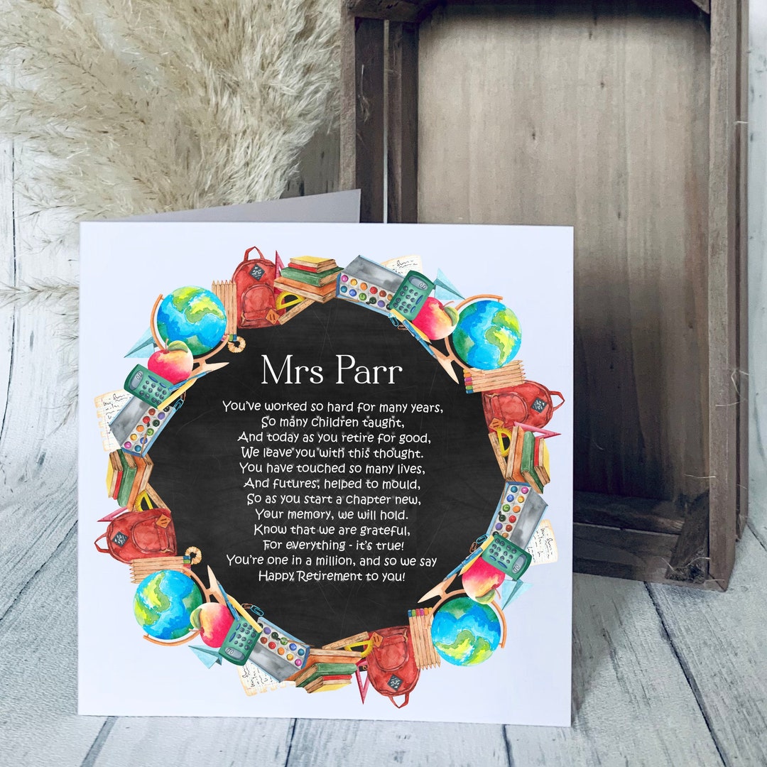 Personalised Retirement Card Teacher Teacher Retirement Card Retiring ...