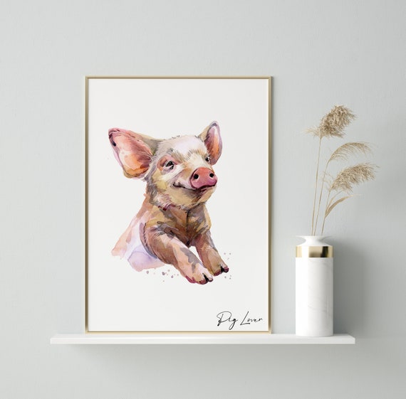 Watercolor Pig Print Framed Print Pig Lovers Watercolour | Etsy