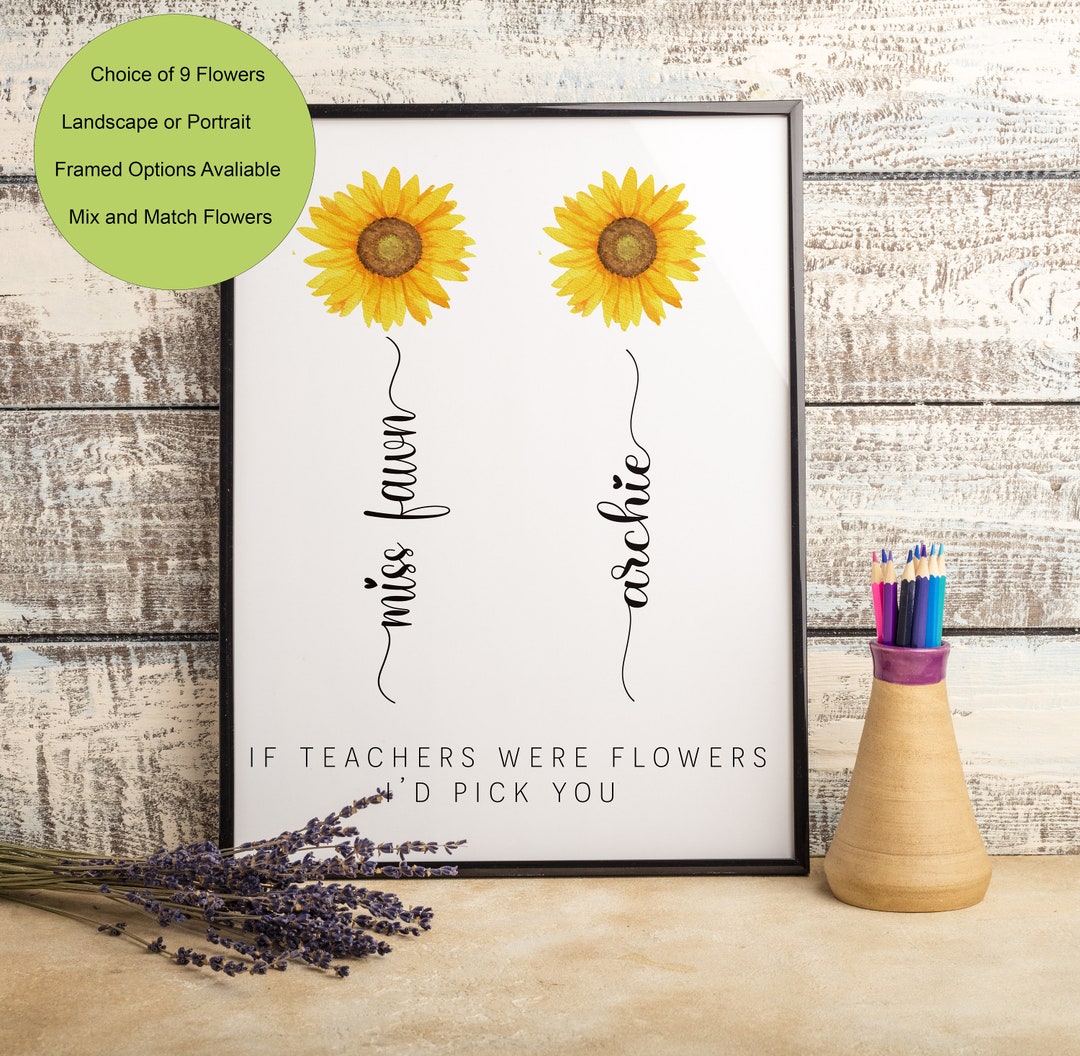 Personalised Teacher Flower Print | Framed Print | Teacher Gifts | Gift ...