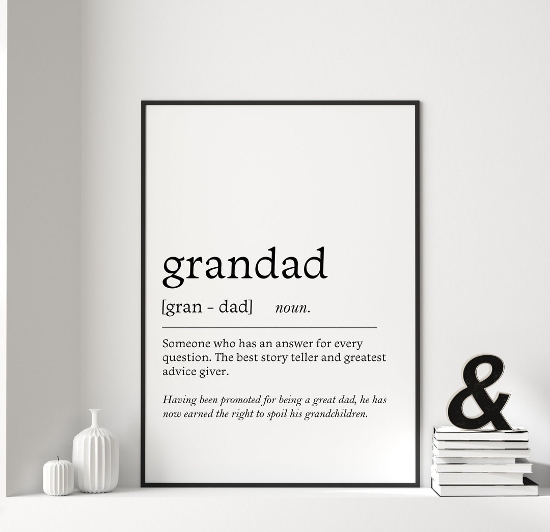 Grandad Noun Print| Framed Print | Fathers Day Print | Definition Print ...