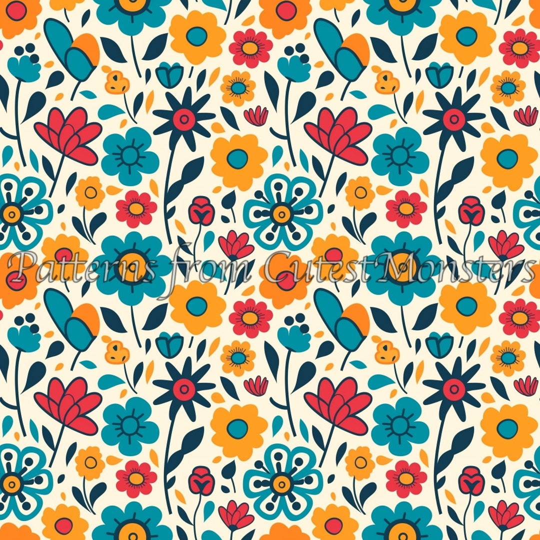 10x Cute Floral Patterns, Digital Papers Seamless Patterns, Printable ...