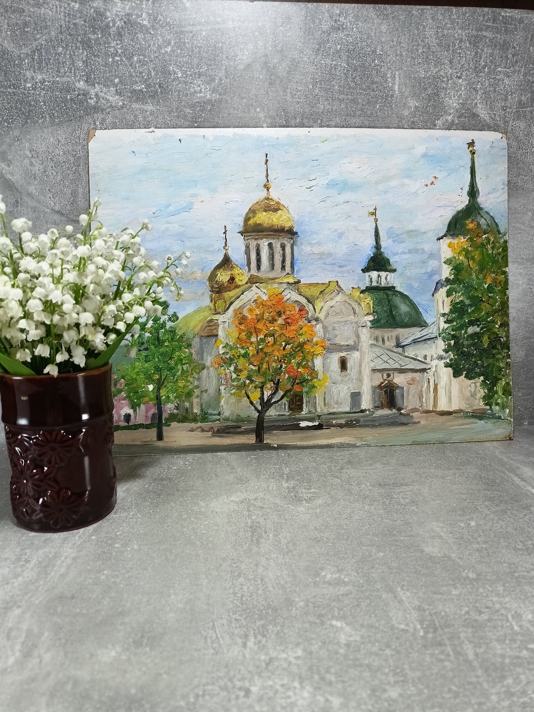 Vintage Ukrainian Orthodox Cathedral Oil Painting, 1990 - Etsy