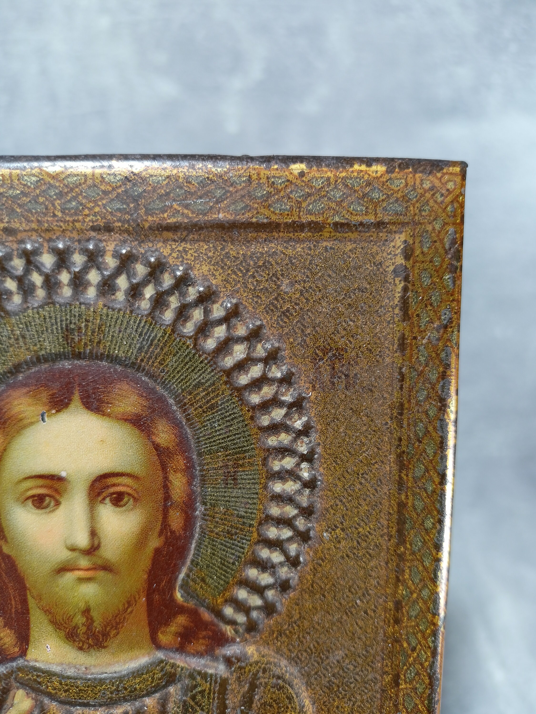 Vintage Orthodox Icon Jesus Christ Savior. Antique Pewter Small Icon ...