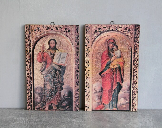 Vintage Set Orthodox Icons of Saints and Angels. Print on Paper ...