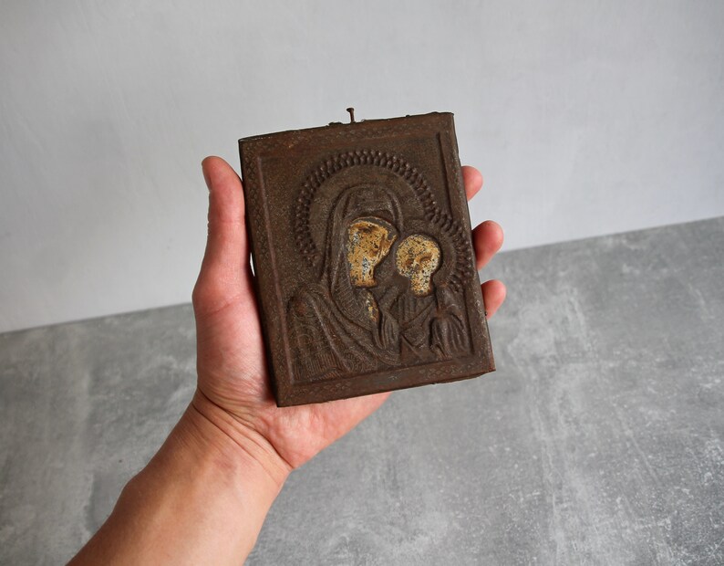 Antique Orthodox Icons Depicting Saints and Angels. Set of Tin Icons of ...